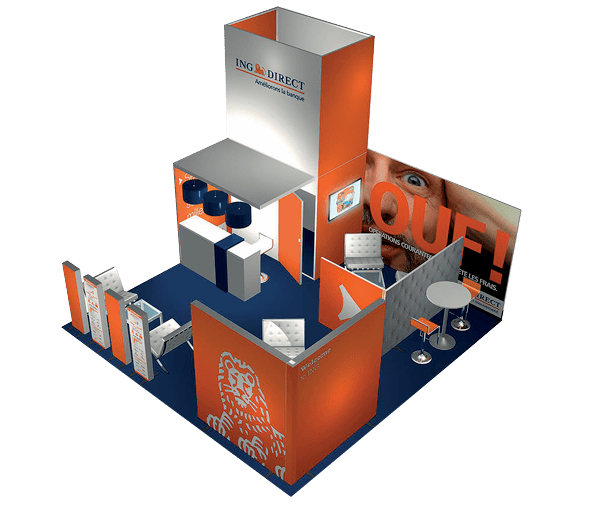 Stand et kiosque d’exposition du design à la vente ou à la location